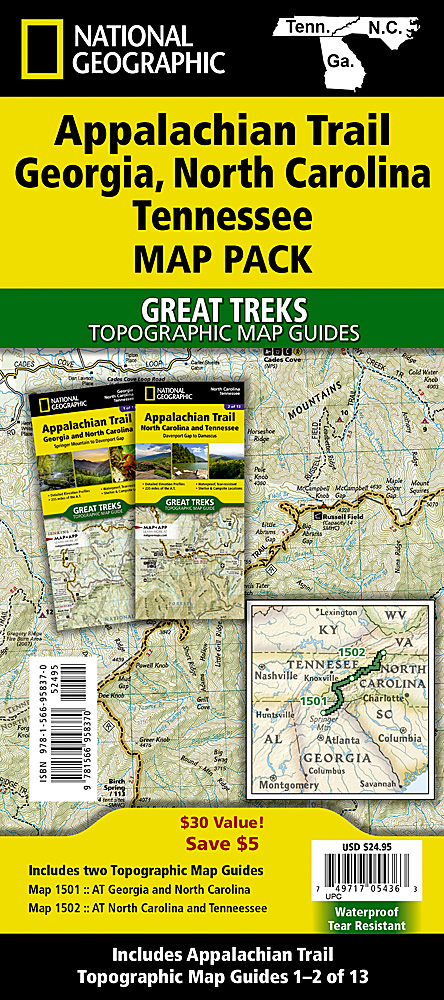 Physical Map Of Georgia Tennessee Pristine 17"X11" Laminated Double